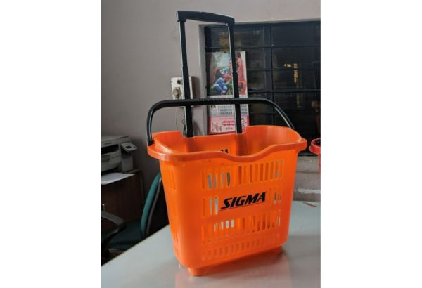 2 Wheels Plastic Shopping Basket Trolley