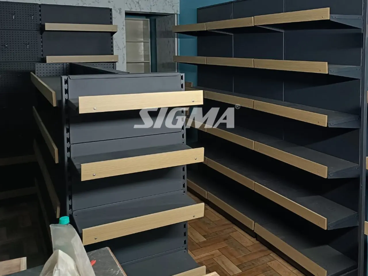 Graphite Grey Display Racks With Wooden Stopper in Bangalore | SW Rack