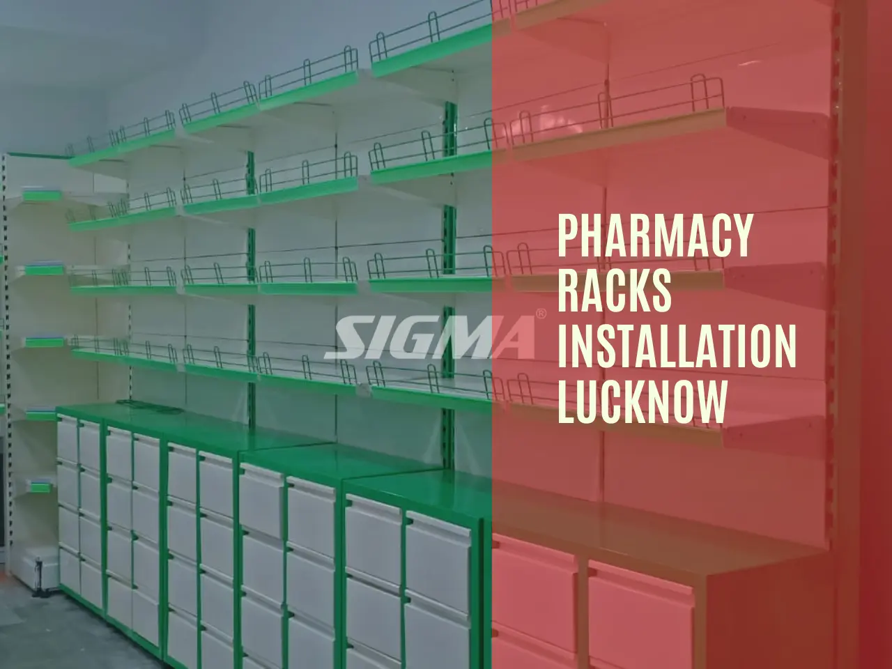 Pharmacy Racks Installation in Lucknow | Cabinets & Wiremesh Stopper