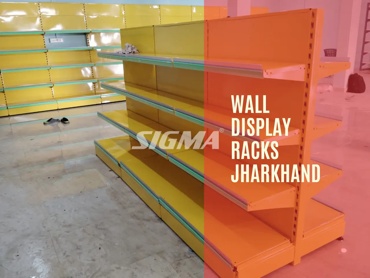 Yellow Wall Display Rack Installation in Jharkhand | Sigma Racks Pan ...